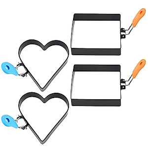 Egg Muffins Omelet Maker, Egg Shaper, Egg Ring 2Pcs 4 Inch Square Egg Rings for Frying Eggs, Stainless Steel Square Egg Mold for Breakfast Sandwiches Griddle Crumpet