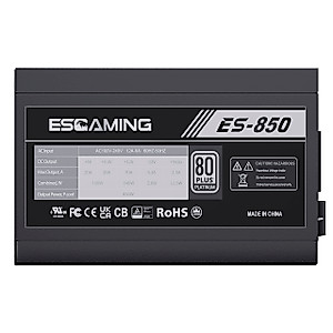 ESGAMING 850W SFX Power Supply 80+ Platinum Efficiency Fully Modular PSU SFX Form Factor with Silent 80mm Hydraulic Fan