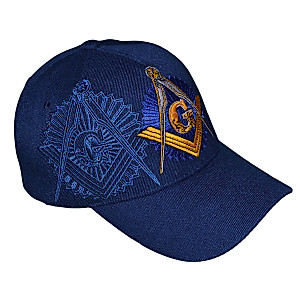 USA Headwear Freemason Embroidered Mason Lodge Baseball Cap Hat, Navy, Adjustable