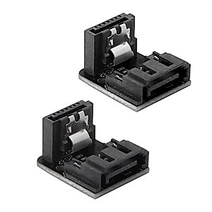 CERRXIAN 90 Degree SATA Adapter, Up Angle SATA 7Pin Male to Female Converter for Motherboard Desktops Computer SSD HDD(UP/Front)(2-Pack)