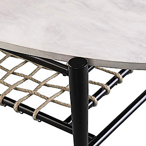 SEI Furniture Holly & Martin Relckin Faux Marble Coffee Table, White/Black/Natrural (CK1430)