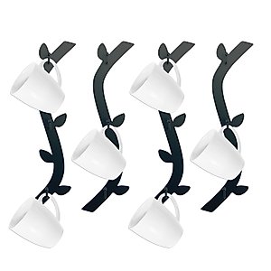 Ecqizer Coffee Mug Wall Rack Coffee Mug Trees for Wall Metal Mug Rack Wall Mounted Coffee Bar Decor Coffee Cup Holder Wall Mounted 4pcs Black
