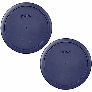 Pyrex 7402-PC 6/7 Cup Blue Round Plastic Food Storage Lid, Made in USA - 2 Pack