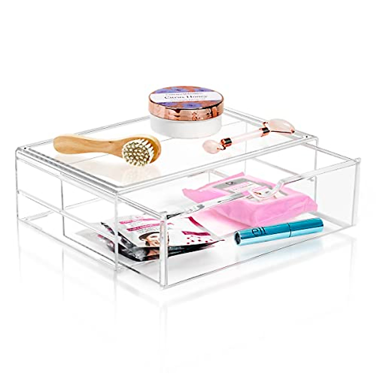 Sorbus Clear Acrylic Makeup Organizers - X-Large Jewelry, Makeup & Cosmetic Organizers and Storage with Acrylic Drawers - Stackable Storage Case Display Set - Great Vanity, Dresser, Bathroom Organizer