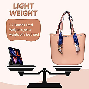 Carfany Small Beach Bag With Zipper Washable Rubber Tote Bag For Women Pink