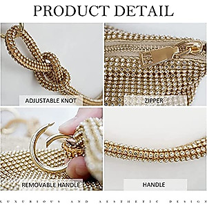 Rhinestone Hobo Bag for Women Chic Evening Handbag Shiny, Sparkly Crystal Handbag Shoulder Bags for Travel Vacation Party Proms Gifts (Gold)