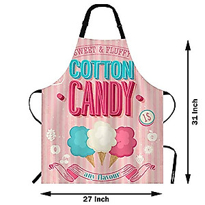 WONDERTIFY Cartoon Candy Apron,Sweet and Fluffy Colorful Candy Pink Background Bib Apron with Adjustable Neck for Men Women,Suitable for Home Kitchen Cooking Waitress Chef Grill Bistro Baking Apron