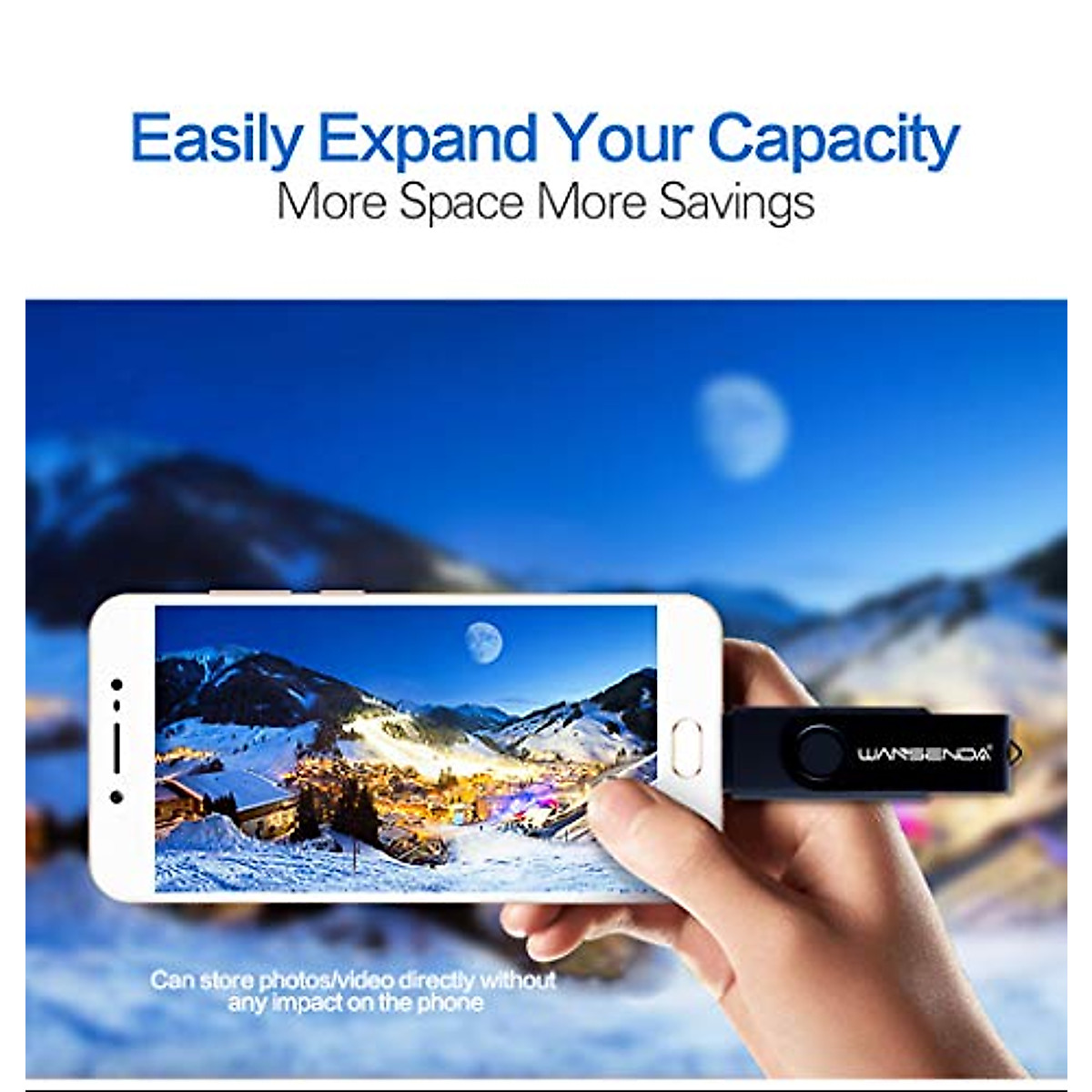 WANSENDA OTG Micro USB Flash Drive 16GB 32GB 64GB 128GB 256GB Dual USB Stick for Android Devices/PC/Tablet/Mac (64GB, Black)