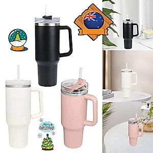 40 oz Tumbler With Handle and Straw Lid Reusable Stainless Steel Insulated Tumblers Travel Mug for Hot and Cold Beverages Thermos Travel Coffee Mug (Coffee)