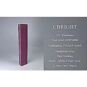 CBRIGHT Knife Sharpening Stone 1PC Whetstone 2 Sided 800#/3000Grit Combination Pocket-Sized Sharpening Stone, Fine Grinding Boron Carbide/Ruby Stone [3.94x0.79x0.39inch]