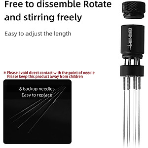MHW-3BOMBER WDT Espresso Distribution Tool Coffee Stirrer 0.25mm Magnetic Stand Storage (8 Replacement Needle) T6026