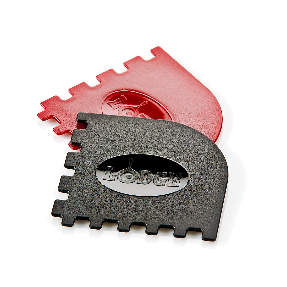 Lodge Cast Iron Square 11" Griddle & SCRAPERGPK Durable Grill Pan Scrapers, Red and Black, 2-Pack