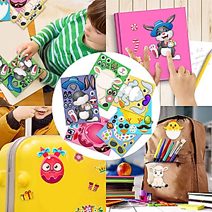 ROCWOHO 36 PCS Mix and Match Make Your Own Stickers with Easter Egg, Bunny, Chicken, Sheep, Easter Decorations Party Favor Supplies Game Birthday School Classroom Supplies DIY Art Crafts for Kids