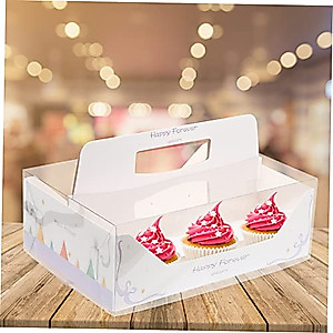 Baluue Muffin Container 10pcs Cupcake Boxes Cupcake Cake Box Mini Muffin Cake Containers Dessert Containers Mini Cupcake Packaging Containers Paper Cupcake Carrier Pie