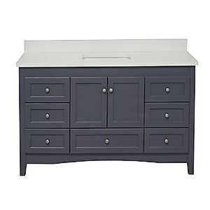 Kitchen Bath Collection Abbey 60-inch Single Bathroom Vanity (White/Quartz): Includes White Cabinet with Quartz Countertop and White Ceramic Sink