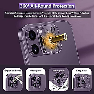 Hlija 3PCS Rear Back Camera Lens Protector Tempered Glass for iPhone 14 Pro/ 14 Pro Max - HD Clear Full Coverage Guard