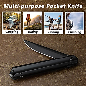 ohmonlyhoo Folding Knife, 3.3 inch Pocket Knife with Pocket Clip and D2 Blade, EDC Knife for everyday carry, Great Gift for Men and Women
