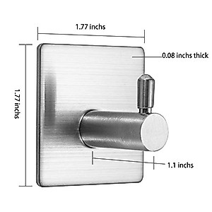 4Packs Towel Hooks SUS 304 Stainless Steel Adhesive Hooks Heavy Duty Wall Hangers, Bathroom Towel Holders Clothes Cabinet Closet Robe Hook Wall Mounted Round Kitchen Door Hanger