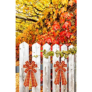 Estivaux Fall Ribbons for Crafting, Thanksgiving Wired Edge Ribbon Orange Buffalo Plaid Craft Ribbons Autumn Farmhouse Burlap Ribbon for Gift Wrapping Fall Thanksgiving Decorations Supplies