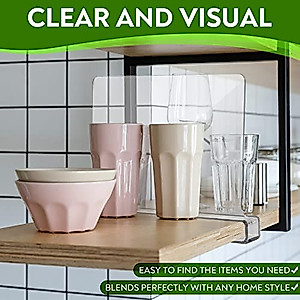 PJ Vital Clear Acrylic Shelf Dividers for Closet Organization Multi-Functional Plastic Divider Wood Shelves, Purse Organizer Cabinet 6 Pack in Kitchen, Bedroom, Bathroom and Office.