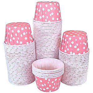Pink Bulk MINI Candy Nut Paper Cups - Valentine Mini Baking Liners - Pink White Polka Dot - 100 Pack