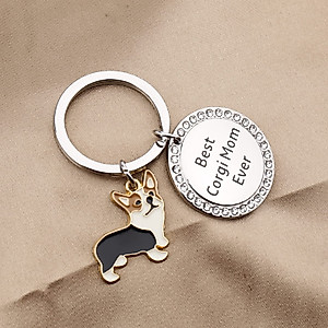 WKXZMTR Corgi Charm Keychain Dog Owners Jewelry Pet Lovers Gifts Dog Lovers Keychain Corgi Gift Best Corgi Mom Ever Gift (Corgi KS)
