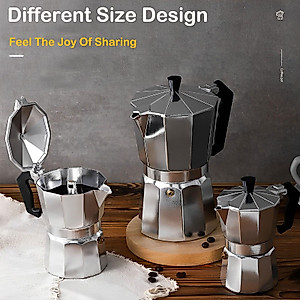 DITOSH 2 Cup Aluminum Espresso Stovetop Coffeemaker Percolator Italian Coffee Maker Moka Express Classic Cafe Maker for Italian and Cuban Café Brewing Greca Coffee Maker 100ml 3.3oz