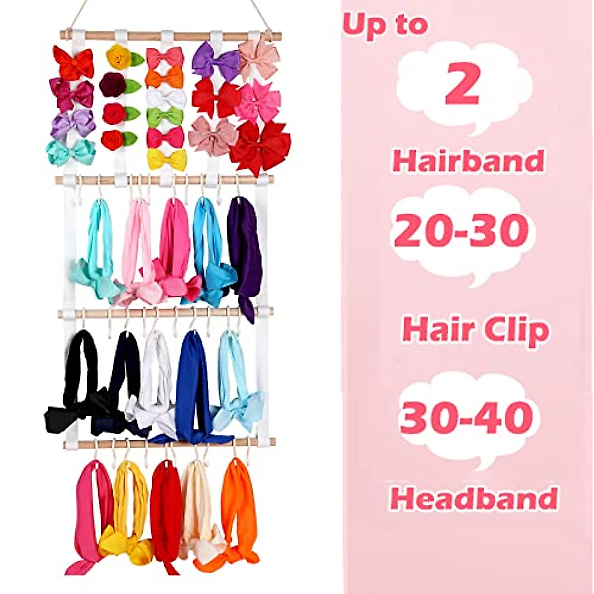 Hipcheer Headband and Hair Bows Holder for Baby Girl,Hanging Newborn Headbands Storage Organizer