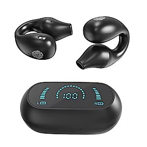 AHOKEGE Open Ear Clip-on Earbuds Wireless Bluetooth Headphones for Android iPhone, Earbud & in-Ear Headphones, Bluetooth 5.3 Earbuds for Workout/Running/Exercising, 2023 Upgraded (Black)