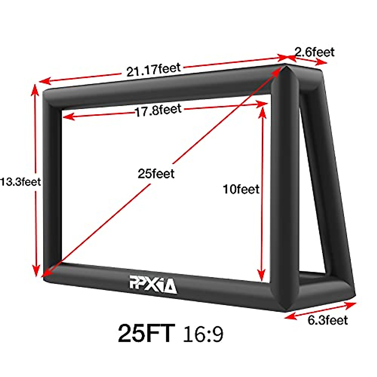 PPXIA Inflatable Movie Screen 25ft Outdoor Projector Screen with Air Blower, Supports Front and Rear Projection Blow Up Screen for Movie Nights Backyards Pool Party