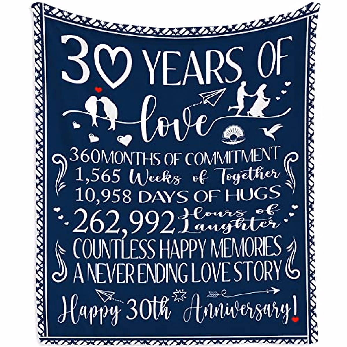 Mubpean 30th Anniversary Wedding Gifts Blanket 60"x50" - 30th Anniversary Wedding Gifts for Couples/Husband - Romantic Gifts for Him - 30th Anniversary Decorations, 30th Anniversary Wedding Gift Ideas