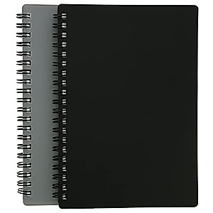 Juvale 2 Pack Spiral Password Notebook with Alphabetical Tabs, Internet Address Keeper Logbooks, Grey/Black (6x7 In)