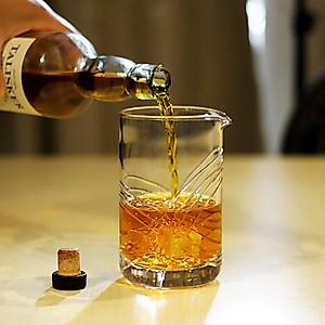 Cocktail Mixing Glass,Crystal Seamless Mixing Pitcher with Thick Bottom,Premium Stir Glass for Home and Bar,20oz, Perfect Yarai style Pitcher for Stirring Drinks