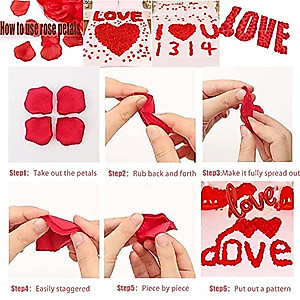Valentine Day Balloon Decorations Kit, SCMDOTI Valentine Day Balloons Arch Garland with Red Love and Bear Foil balloon,1000pcs Rose Petals for Valentine Day Decorations, Romantic Night, Anniversary