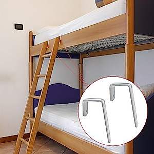 Mewuthede 4pcs Iron Bunk Bed Ladder Hooks Brackets, PVC Coated Stainless Steel Angled Ladder Hooks Heavy Duty Hardware Utility Hook Garage Storage Hook Loft Bed Ladder Hooks (White)