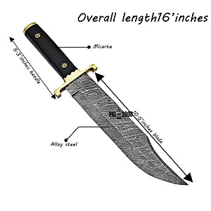 PAL 2000 KNIVES DBK-9914 Custom Handmade Damascus Steel Hunting Bowie Blade Knife Micarta Handle