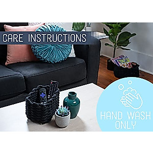 Nat & Jules Thick Woven 12 x 10 Polyester Knit Nesting Baskets Set of 3 - Organize Your Home Linen Closet, Storage Shelves, Bathroom Cabinets or Living Room in Style, Black