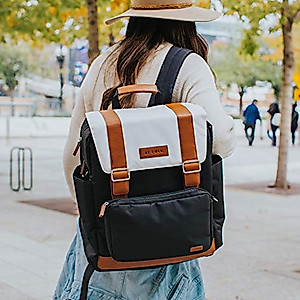 JJ Cole Bloomfield Modular Knapsack Diaper Bag, Ivory and Onyx