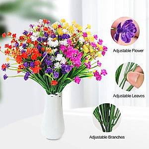 Beiyimei Artificial Fake Flowers, 10 Bundles Plastic Flowers for Outdoor Decoration, UV Resistant Faux Flowers Shrubs, Artificial Plants for Indoor Outside Garden Home Wedding Farmhouse…