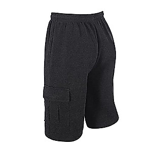 Eylhot Men's Cargo Sweat Shorts Elastic Waist Drawstring Below The Knee Wokout Jogger Shorts with Multi Pockets(Charcoal,4XL)