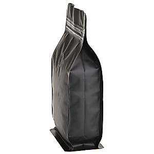 50 Pack Coffee Bags with Aluminum Foil and Degassing Valve, Resealable High Barrier Storage Bags, Odor-Proof for Coffee Beans, Stand Up Coffee Pouch, Flat Bottom (Large-16OZ, Black)