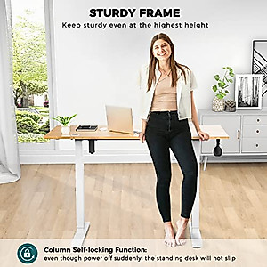 SMUG Height Adjustable Electric Standing Desk, 48 x 24 Inches Sit Stand up Desk Home Office Computer Desk, Ergonomic Desk with Memory Controller Standing Table Natural