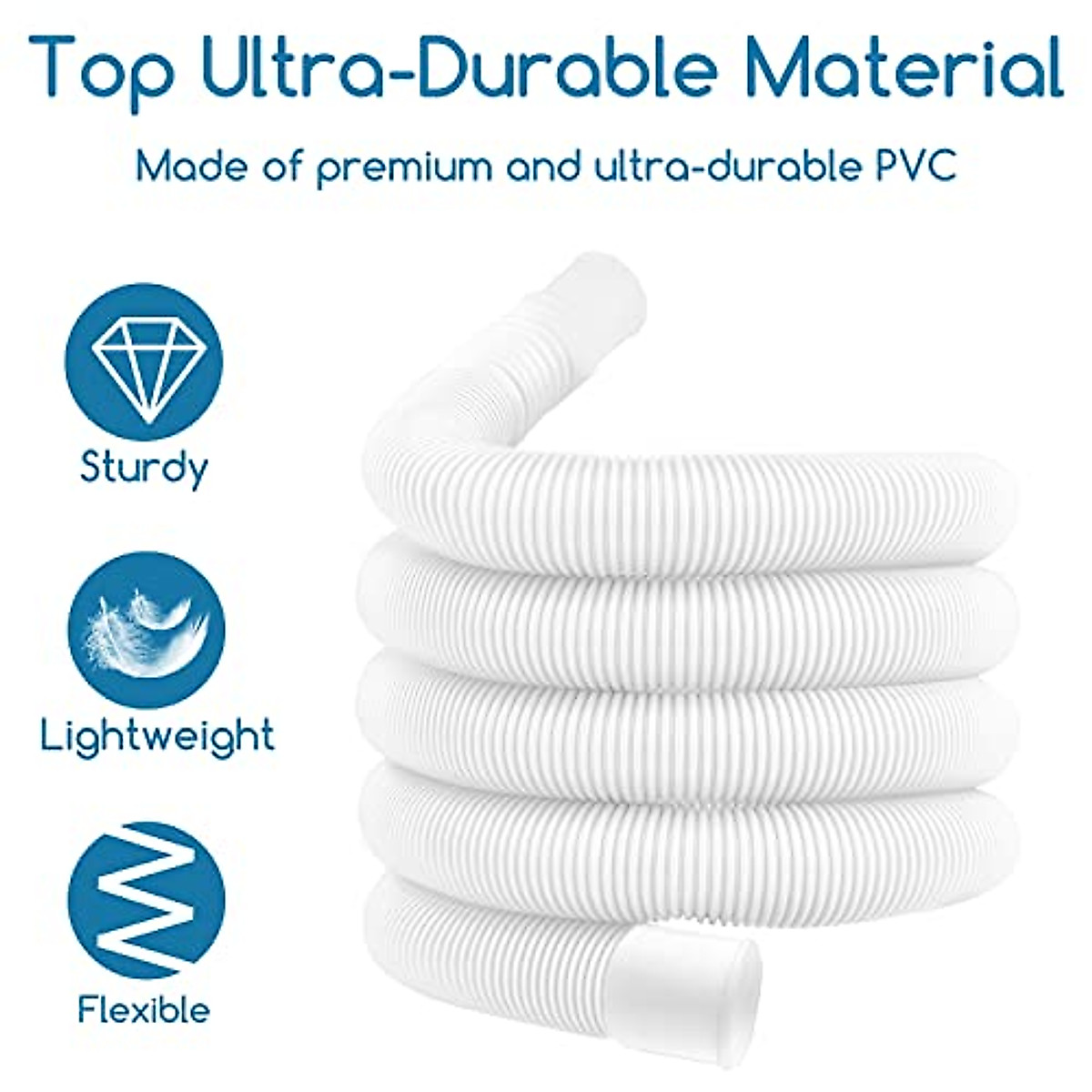 PLULON 3 Pieces Swimming Pool Replacement Hose,1.25Inches Diameter Replacement Hose, Kinkproof PE,Pool Filter Replacement Hose Compatible with filter Pump 330 GPH, 530 GPH, and 1000 GPH