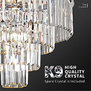 MarkDee Modern Chandeliers Crystal with Light, 11 Lights Chrome Crystal Chanderlier Lighting, 4-Tier Pendant Lights for Dining Room Living Room (23.62inch)…