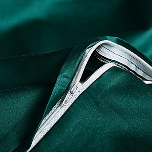 RoyalLinens 4 Piece Luxury Emerald Green Duvet Cover Set 100% Cotton 60S Sateen Bedding Sheets Percale Bedclothes with Bees Printed Bed Linen (Queen Size 4pcs)