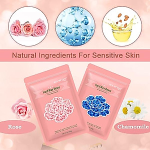 Bouvetan Waxing Kit for Women - Warmer with 17.5oz Hard Wax Beads, 20 Wax Sticks for Face, Eyebrow, Armpit, Arms, Legs, Bikini Hair Removal