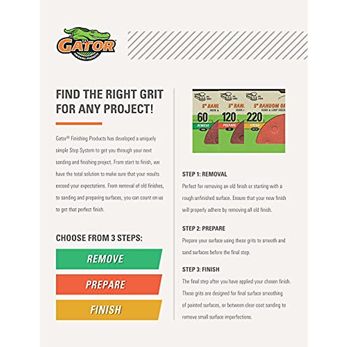 Gator 5" Random Orbit Hook & Loop Red Resin Aluminum Oxide Sanding Discs, 8-Hole, 120 Grit, 50 Pack