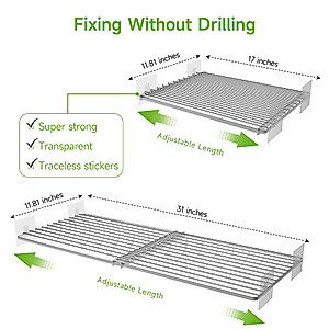 SOFRON Expandable Closet Shelves Organizers, Adjustable Shelf for Cabinet Rack Storage Wardrobe Divider Shelving for Closets Pantry Cupboard Kitchen Large 2 Pack