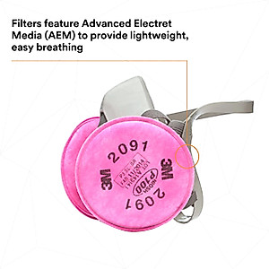 3M(TM) Half Facepiece Respirator Assembly 6291/07002(AAD), Medium, with 3M(TM) Particulate Filters 2091/07000(AAD), P100