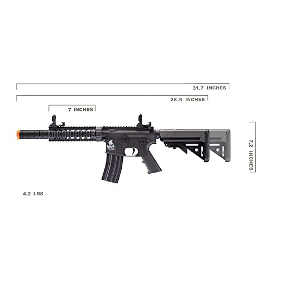 Lancer Tactical Gen 2 Airsoft Rifle SD M4 GEN 2 Polymer- Electric Full/Semi-Auto Airsoft AEG Rifle with 0.20g BBS, Charger and Battery (Black High FPS)